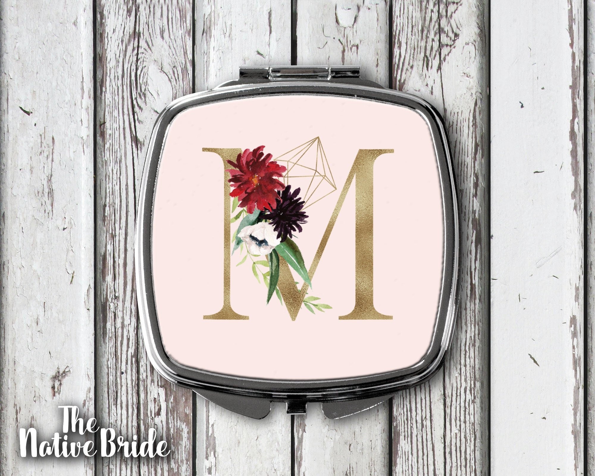 Personalized Bridesmaid Compact Mirror Set of 3 4 5 6 7 8 9 Bridal sho ...